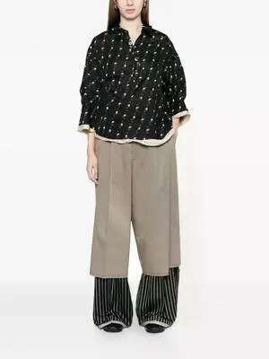 Undercover Bird Print Cropped Blouse