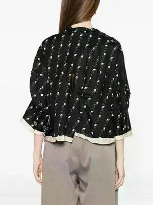 Undercover Bird Print Cropped Blouse
