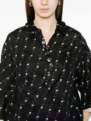 Undercover Bird Print Cropped Blouse