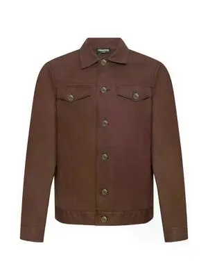 FRANZESE COLLECTION Flap-pockets Linen Jacket - Brown