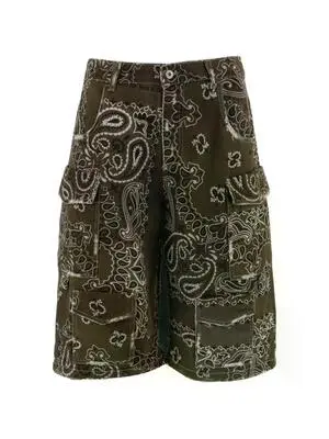 DON'T @ ME Bandana-print Multi-pocket Shorts