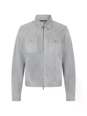 MOORER Zip-up Leather Jacket - Grey