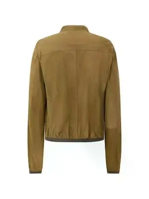 MOORER Leather Zip Jacket - Green