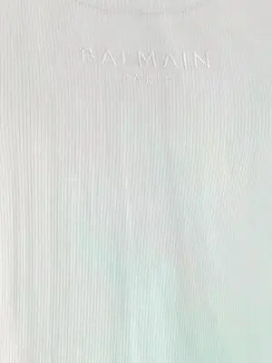 Balmain Ribbed Embroidery Tank Top - White