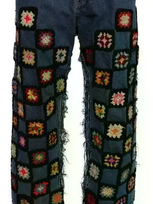 NIGEL XAVIER Crochet Checkerboard Jeans