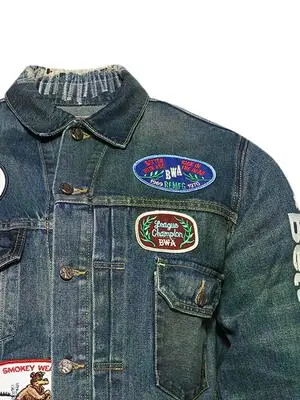BETTER WITH AGE Patch Denim Trucker Jacket - Blue