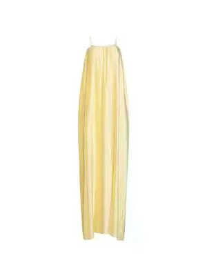 DIMA AYAD Spaghetti Strap Pleated Dress - Yellow