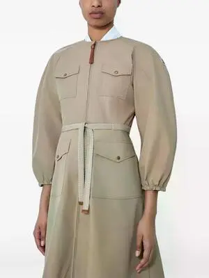 Moncler Pleated Poplin Midi Dress - Neutrals