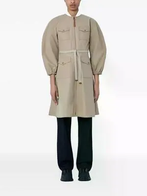 Moncler Pleated Poplin Midi Dress - Neutrals