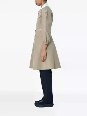 Moncler Pleated Poplin Midi Dress - Neutrals