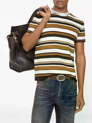 Burberry Striped Wool Blend T-shirt - Neutrals