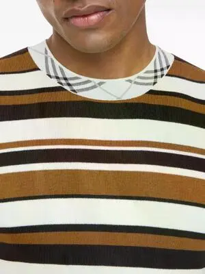 Burberry Striped Wool Blend T-shirt - Neutrals