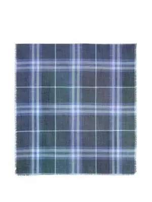 Burberry Reversible Check Wool Silk Scarf - Blue