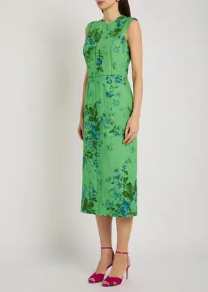 Erdem Floral Print Linen Midi Dress