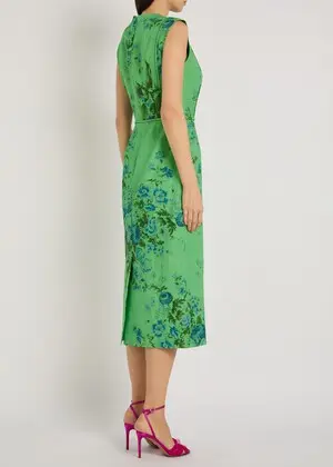 Erdem Floral Print Linen Midi Dress