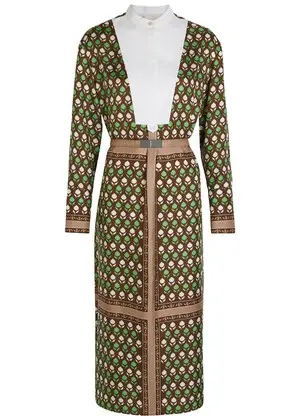 Tory Burch Printed Silk Midi Shirt Dress
