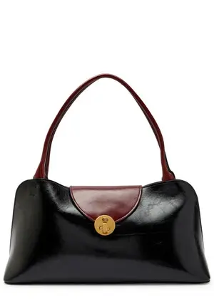 Versace Glossed Leather Shoulder Bag