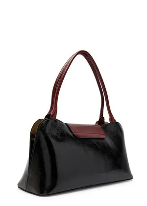 Versace Glossed Leather Shoulder Bag