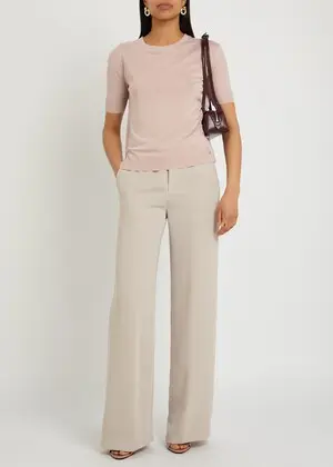Herno Wide-leg Satin-crepe Trousers - Cream
