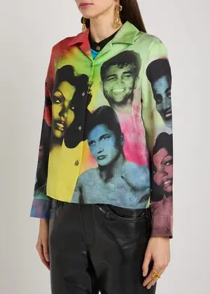 Versace Printed Silk-twill Shirt