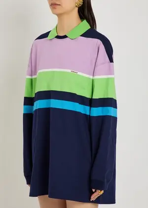Versace Striped Cotton Mini Sweatshirt Dress - Multicoloured