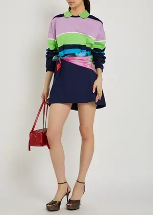 Versace Striped Cotton Mini Sweatshirt Dress - Multicoloured