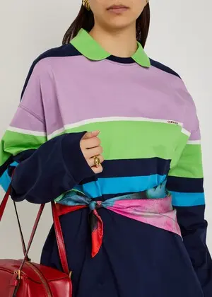 Versace Striped Cotton Mini Sweatshirt Dress - Multicoloured