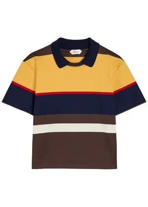 Versace Logo-embroidered Striped Cotton Polo T-shirt