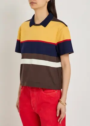 Versace Logo-embroidered Striped Cotton Polo T-shirt