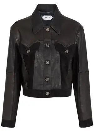 Versace Paneled Leather Jacket