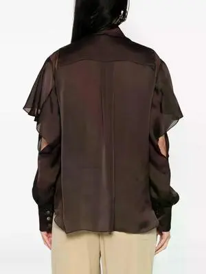 Sacai Ruffled Panelled Shirt - Brown