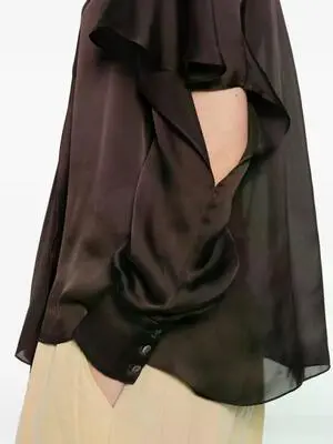Sacai Ruffled Panelled Shirt - Brown