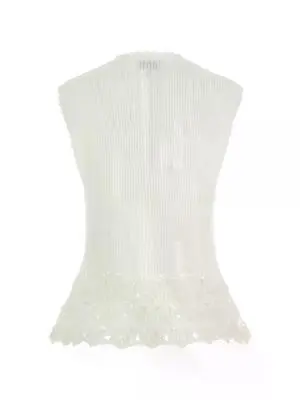 GANNI Crochet Ribbed V-neck Tank Top - Neutrals
