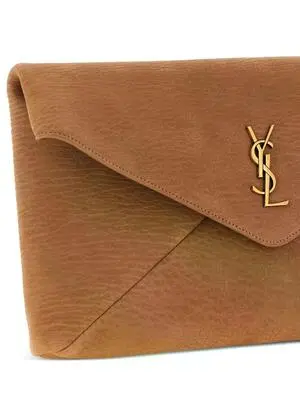 Saint Laurent Cassandre Logo-plaque Clutch - Neutrals