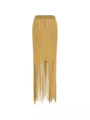 Balmain Midi Skirt With Fringe - Neutrals