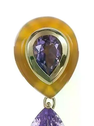 MASON AND BOOKS Adela Amethyst And Carnelian Earrings - Gold