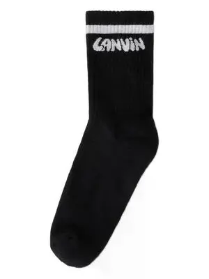 LANVIN Logo-detail Stripe Socks - Black