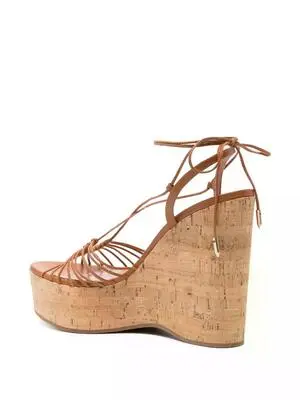 AQUAZZURA Ritmo Lace-up Platform Sandals - Brown