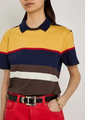 Versace Logo-embroidered Striped Polo T-shirt