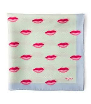 Prada Silk Twill Printed Scarf - Green