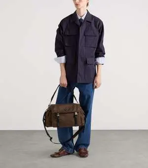 Prada Re-nylon And Leather Messenger Bag - Brown