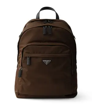 Prada Re-nylon And Saffiano Leather Backpack - Brown