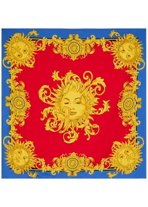 Versace Foulard Printed Silk Twill Scarf - Blue