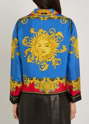 Versace Printed Silk-twill Shirt - Blue