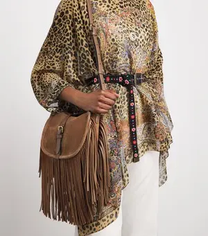 Etro Suede Fringe Pony Shoulder Bag - Brown