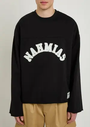 NAHMIAS Varsity Logo-appliquéd Cotton T-shirt - Black