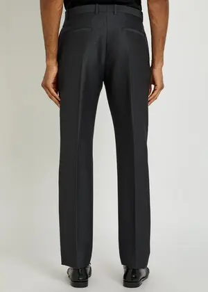 JIL SANDER Tapered-leg Wool-blend Trousers - Dark Grey