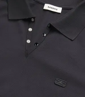 Sandro Cotton Logo Polo Shirt - Black