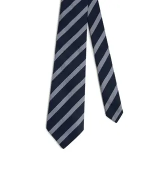 Dunhill Wool-mulberry Silk Stripe Tie - Navy