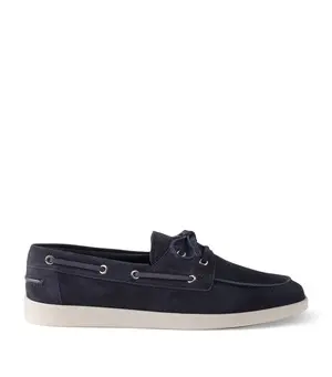 Prada Suede Boat Shoes - Blue